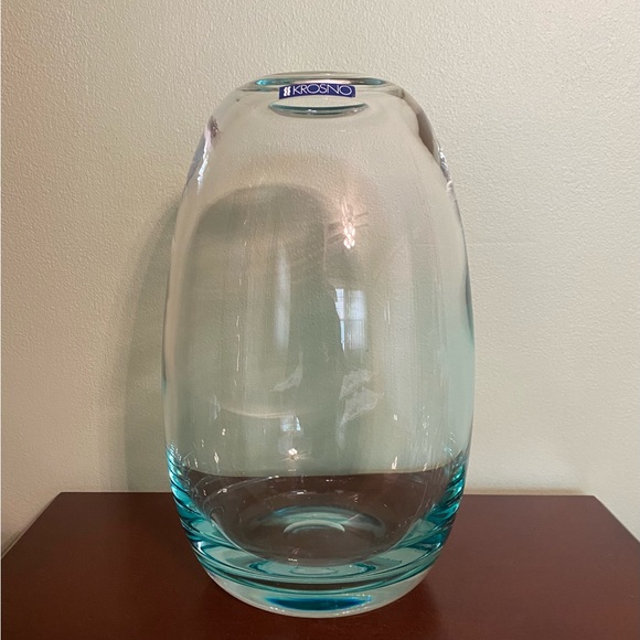 Krosno | Accents | Vtg Krosno Large Heavy Clear Art Glass Vase | Poshmark